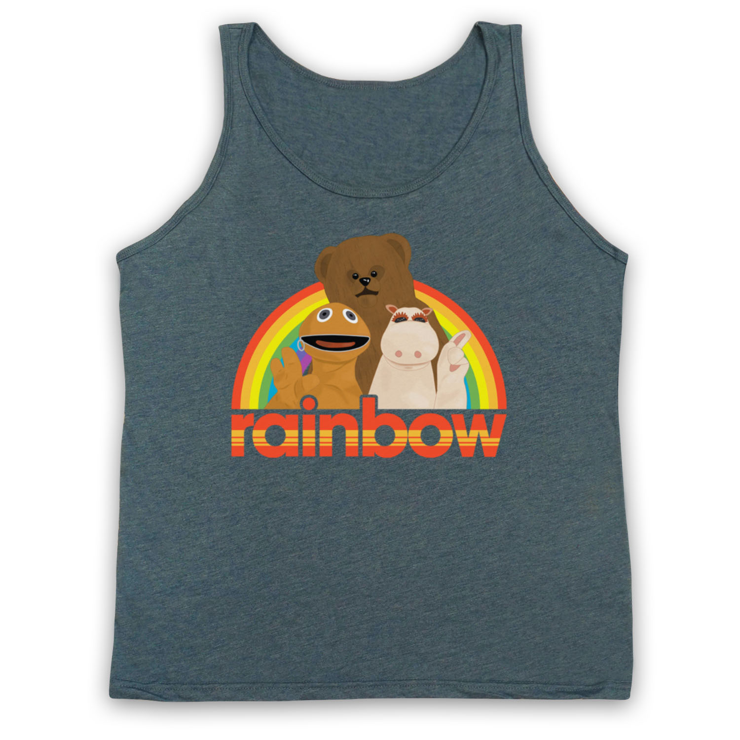 RAINBOW ZIPPY BUNGLE GEORGE UNOFFICIAL KIDS TV LOGO ADULTS VEST TANK ...